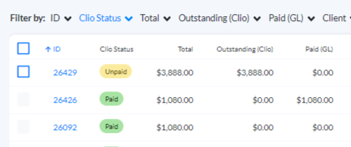 How do I manage payments for Clio invoices?
